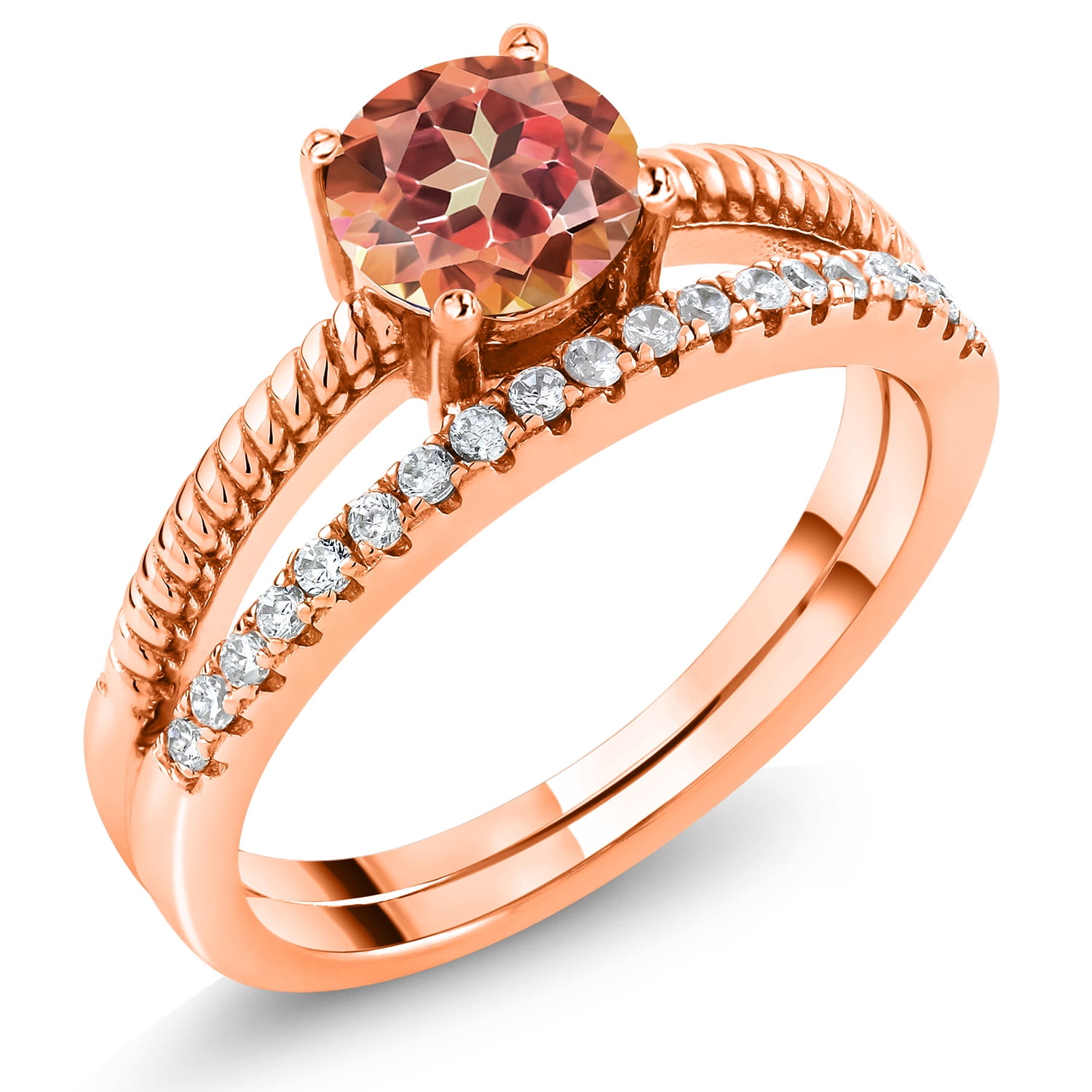 Gem Stone King 18K Rose Gold Plated Silver Ecstasy Mystic Topaz ...