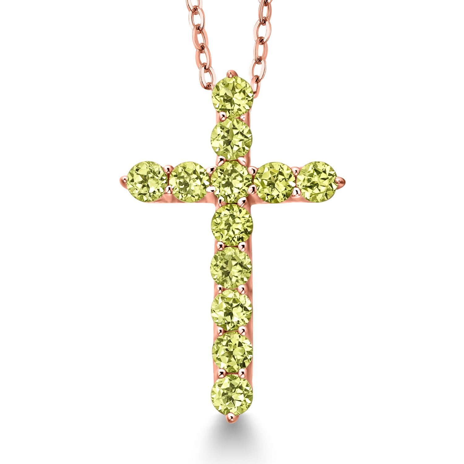 Gem Stone King 18K Rose Gold Plated Silver Green Simulated Peridot ...