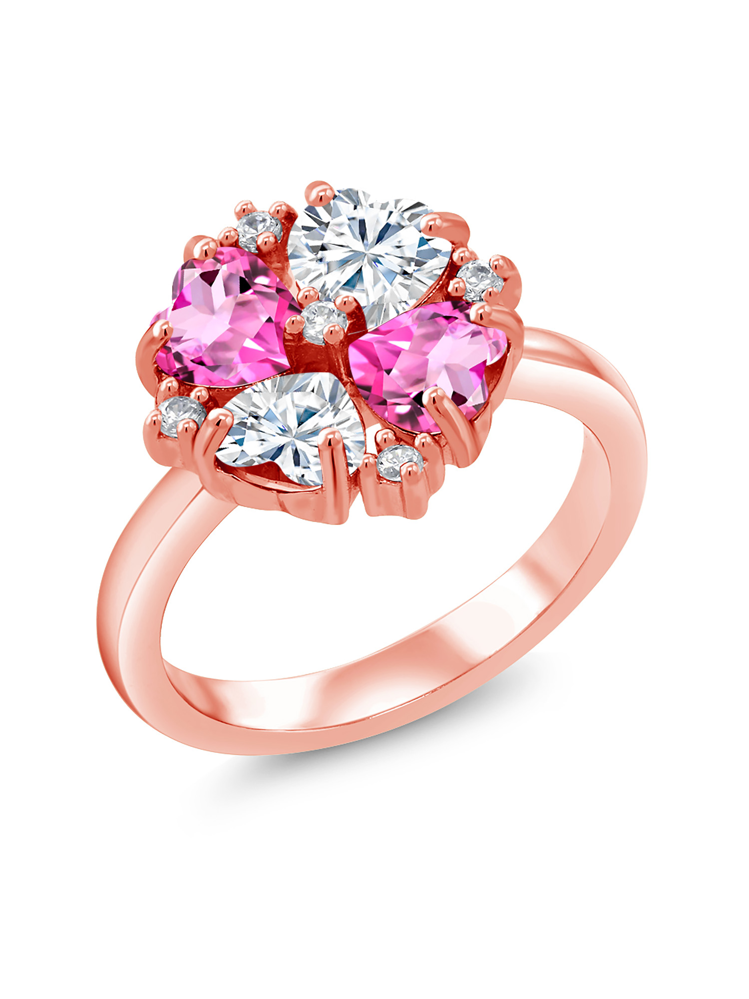 Gem Stone King 18K Rose Gold Plated Silver Pink Mystic Topaz and White ...