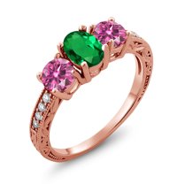 Gem Stone King 18K Rose Gold Plated Silver Pink Moissanite Ring Set ...