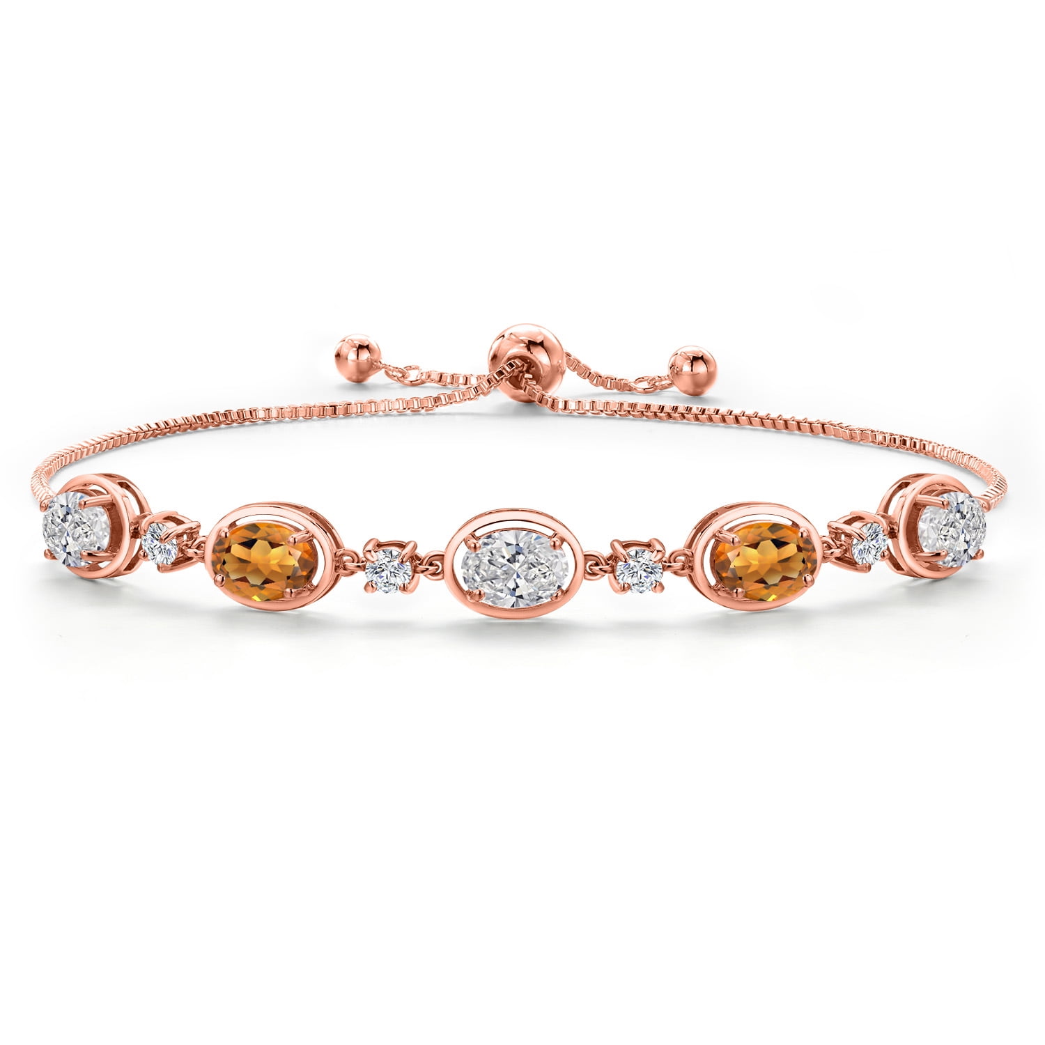 Gem Stone King 18K Rose Gold Plated Silver White Lab Grown Diamond and ...