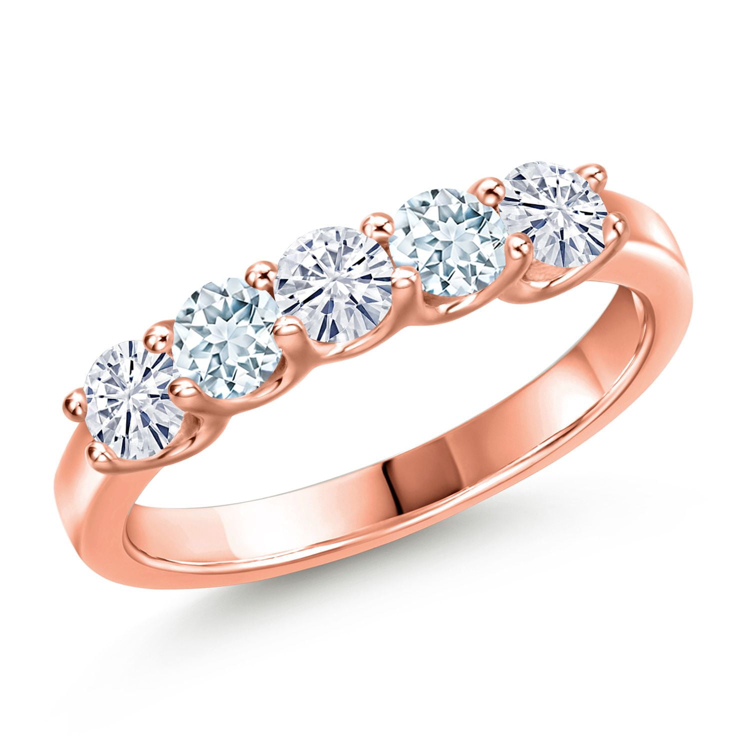Gem Stone King 18K Rose Gold Plated Silver White Moissanite and Sky ...