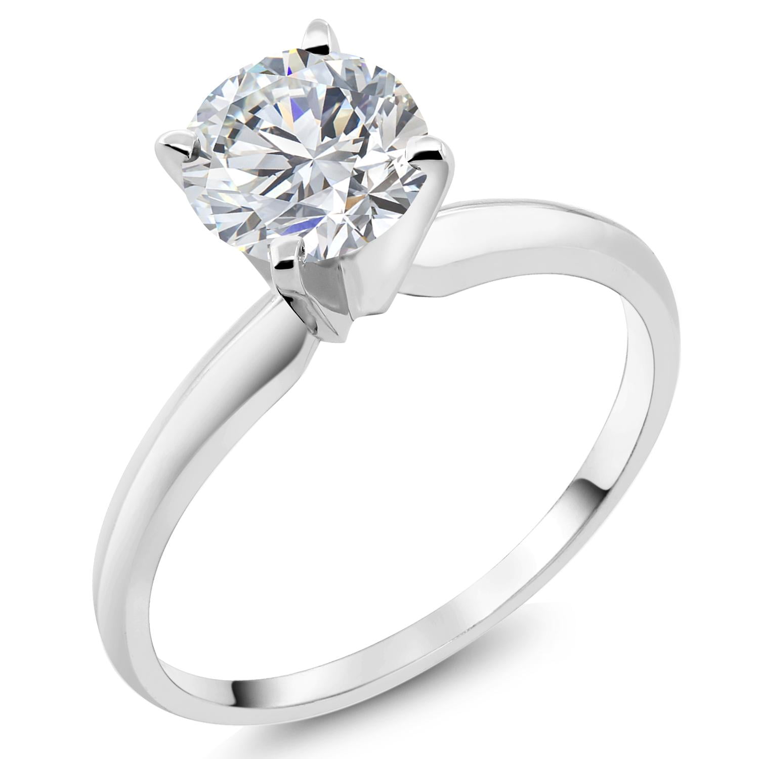 Gem Stone King 18K White Gold IGI Certified Lab Grown Diamond Solitaire ...