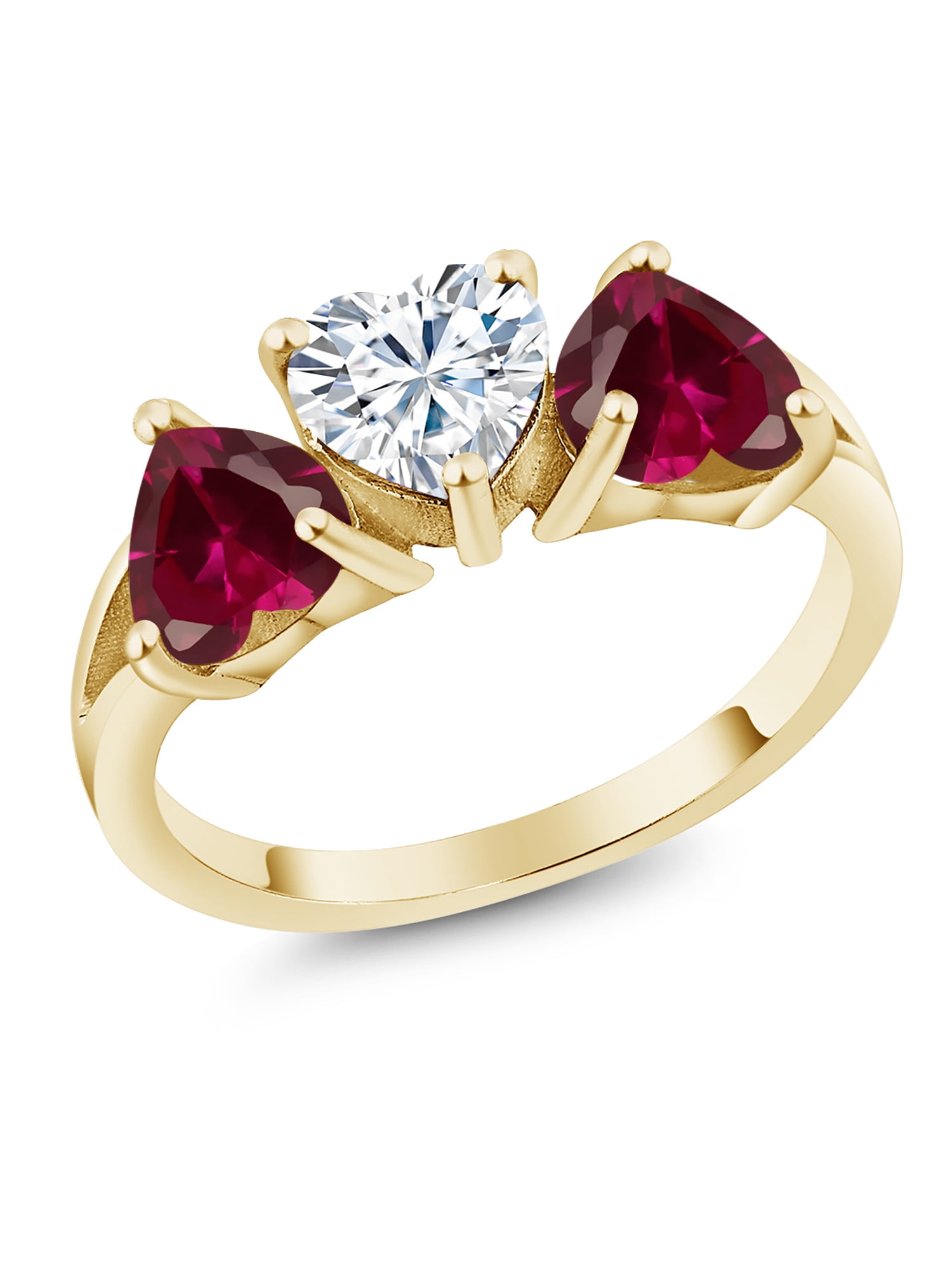 Gem Stone King 18K Yellow Gold Plated Silver 3-Stone Ring Near ...