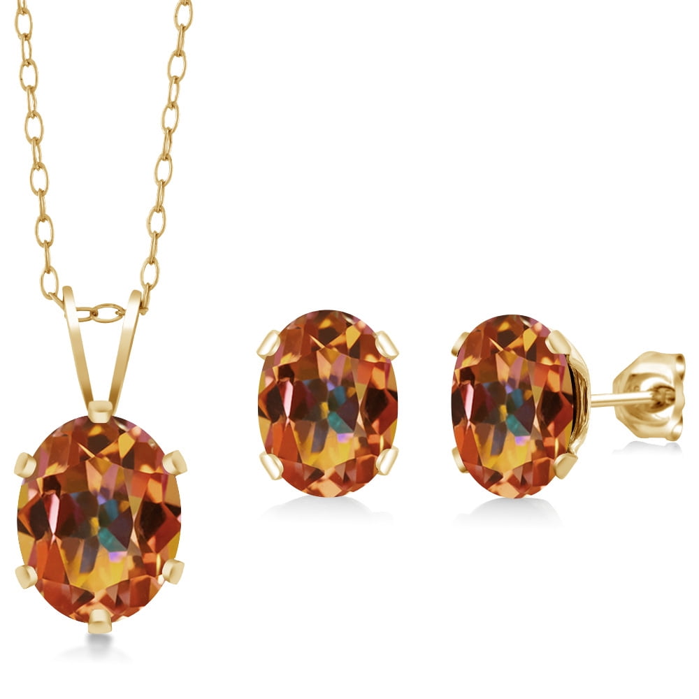 Gem Stone King 18K Yellow Gold Plated Silver Ecstasy Mystic Topaz ...