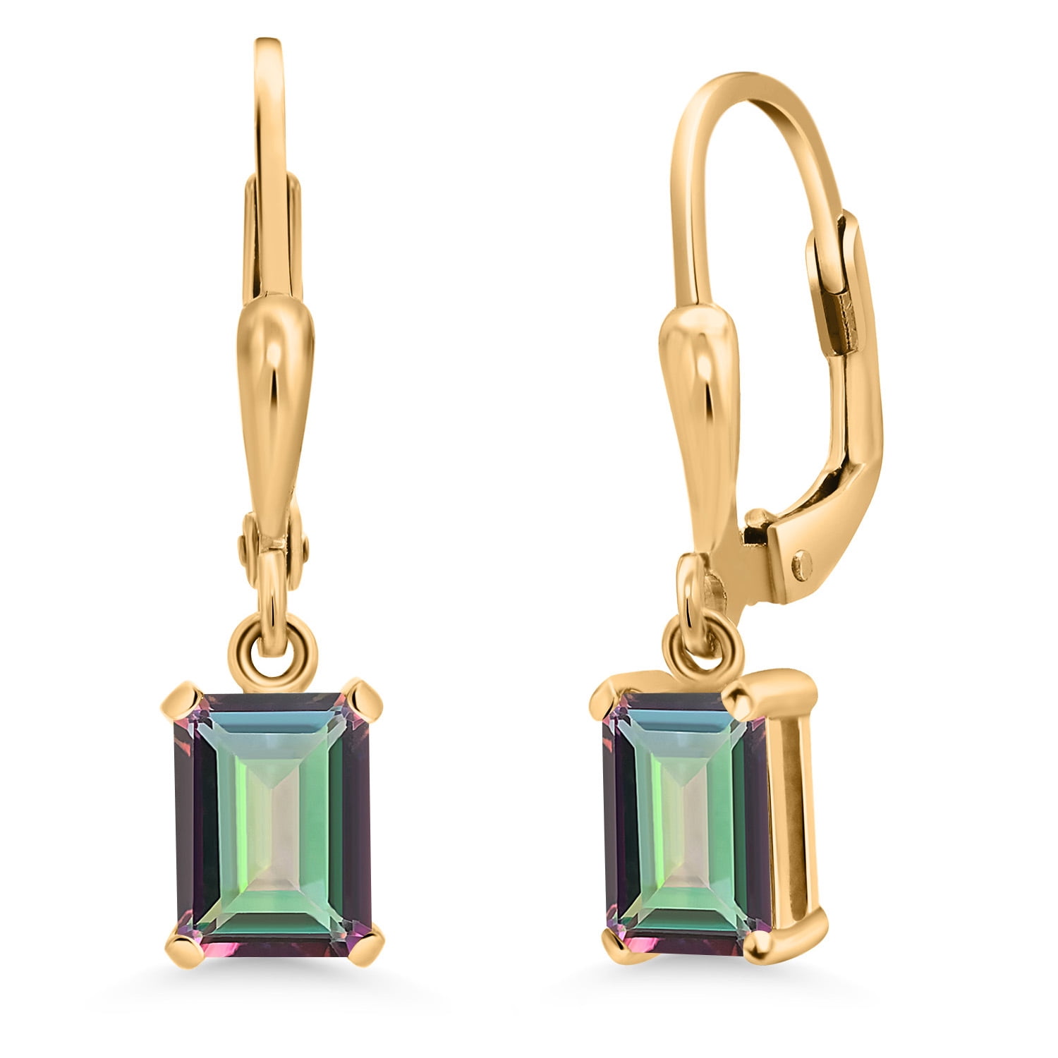 Gem Stone King 18K Yellow Gold Plated Silver Green Mystic Topaz Drop ...