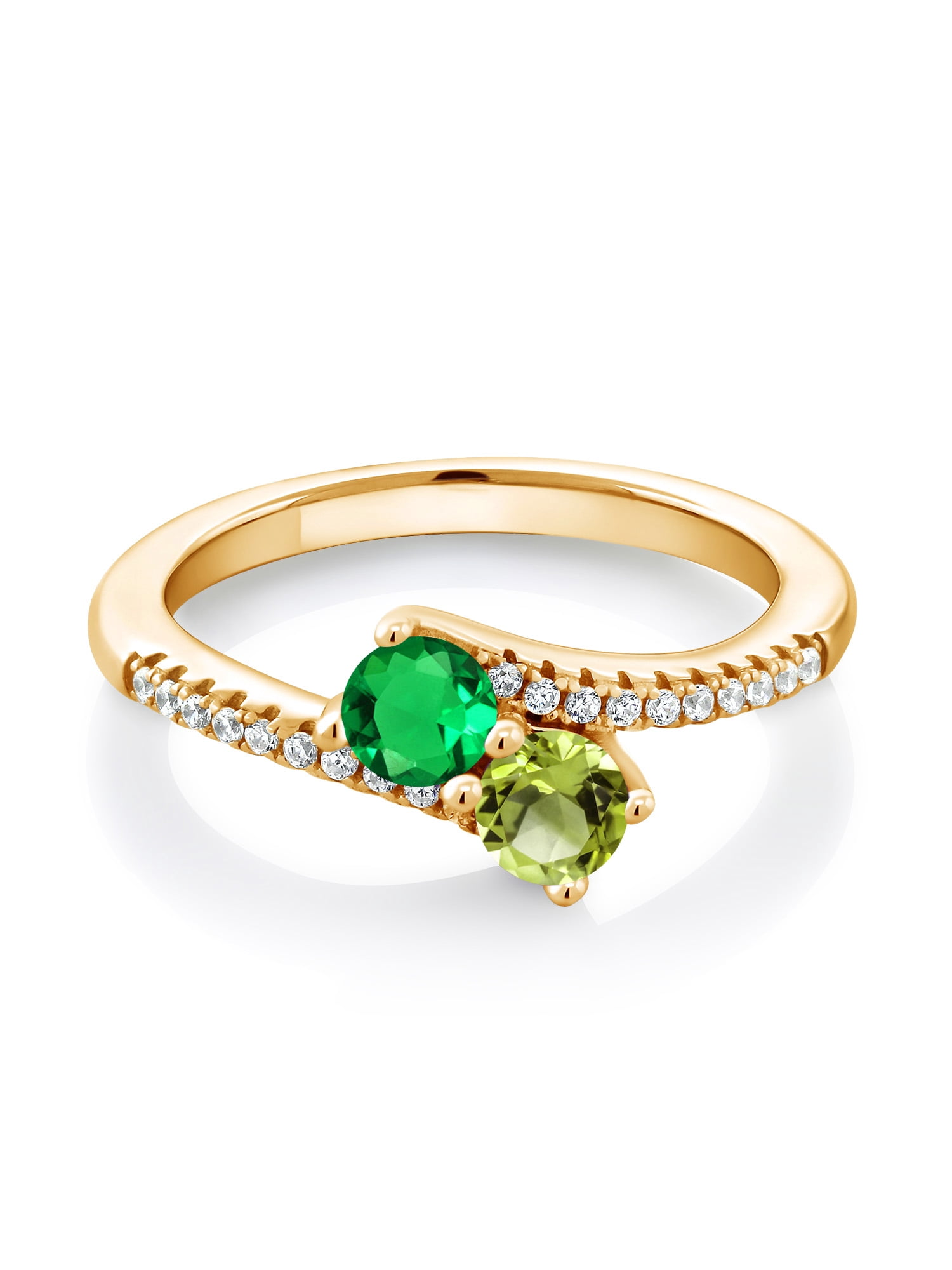 Gem Stone King 18K Yellow Gold Plated Silver Green Nano Emerald and ...