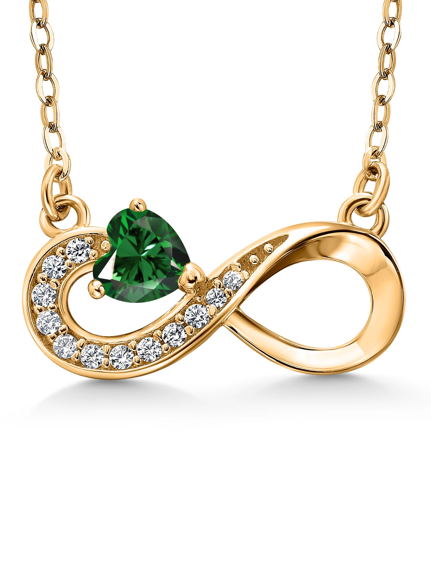 Gem Stone King 18K Yellow Gold Plated Silver Green Nano Emerald ...