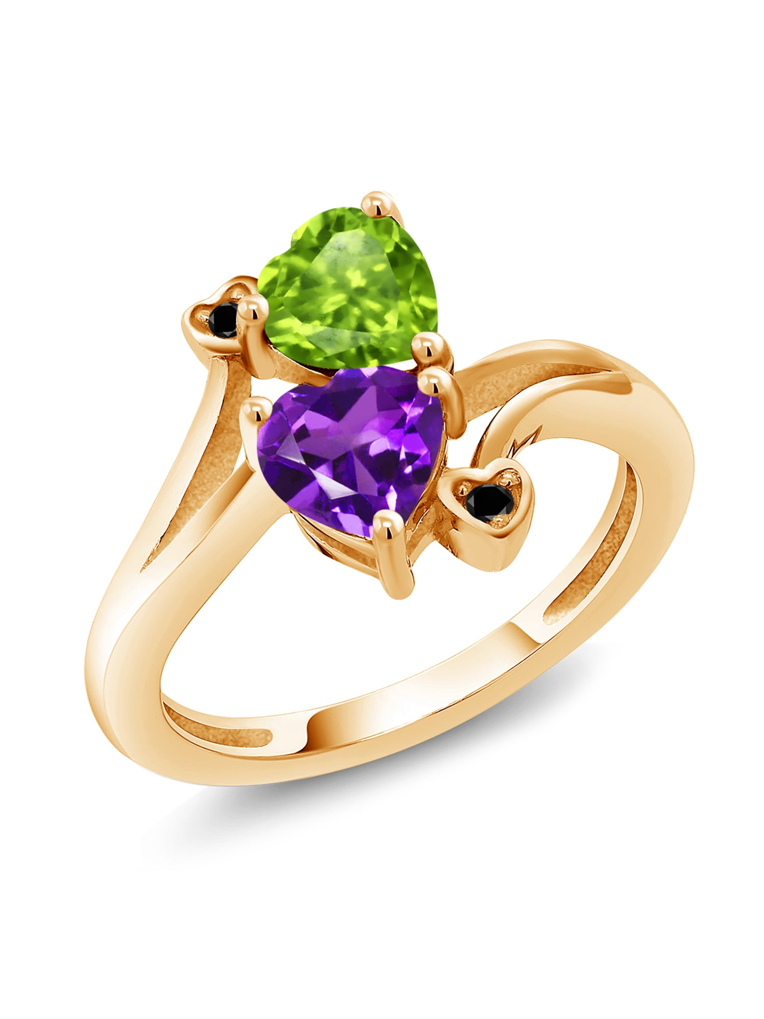 Gem Stone King 18K Yellow Gold Plated Silver Green Peridot Purple ...