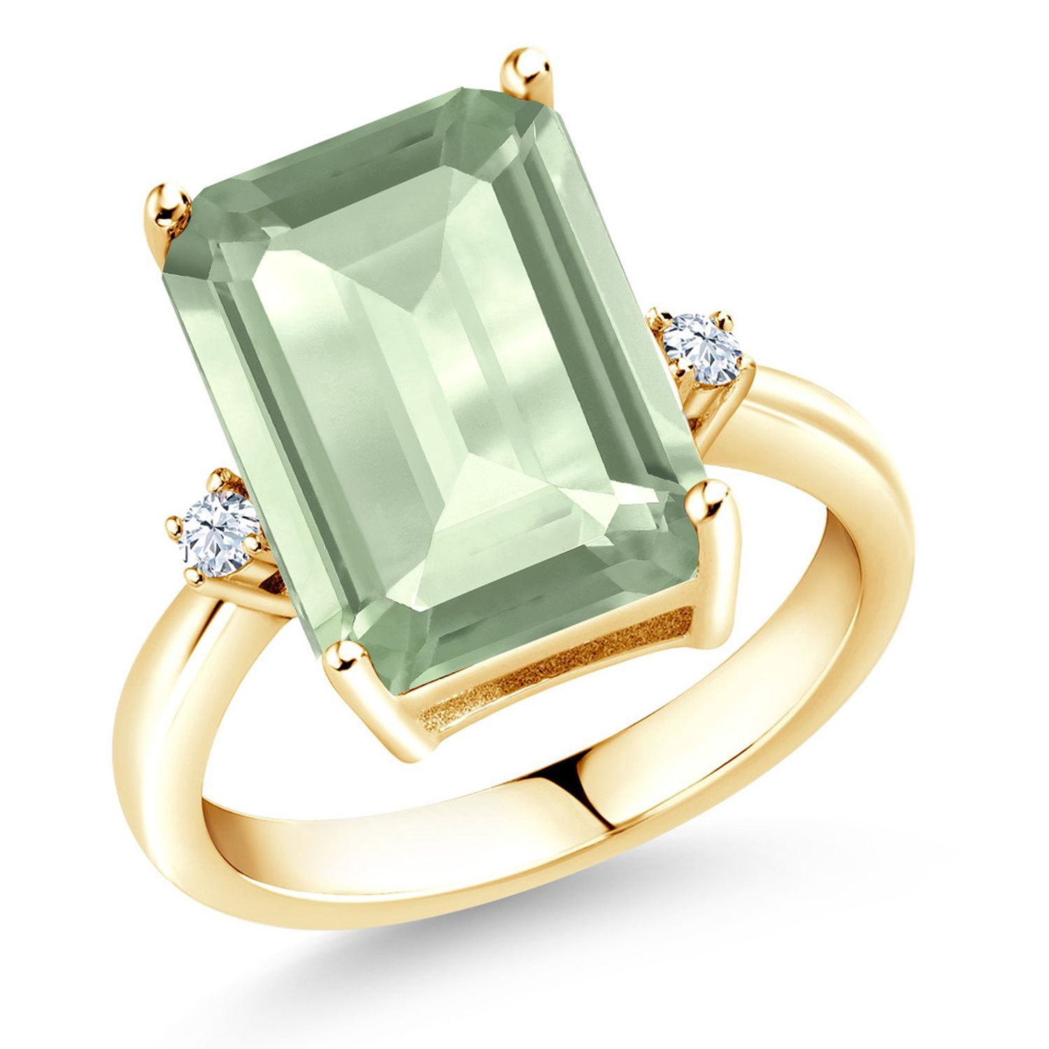 Gem Stone King 18K Yellow Gold Plated Silver Green Prasiolite Ring for ...