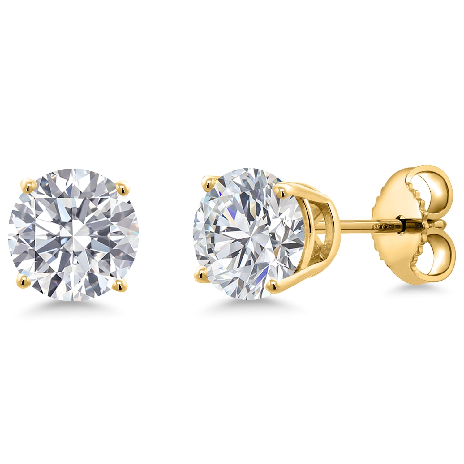 Gem Stone King 18K Yellow Gold Plated Silver Lab Grown Diamond Stud ...
