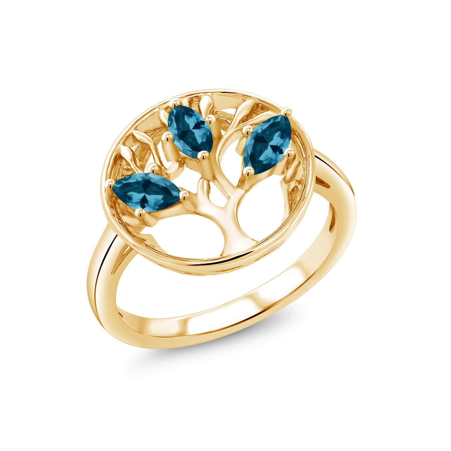 Gem Stone King 18K Yellow Gold Plated Silver London Blue Topaz Family ...