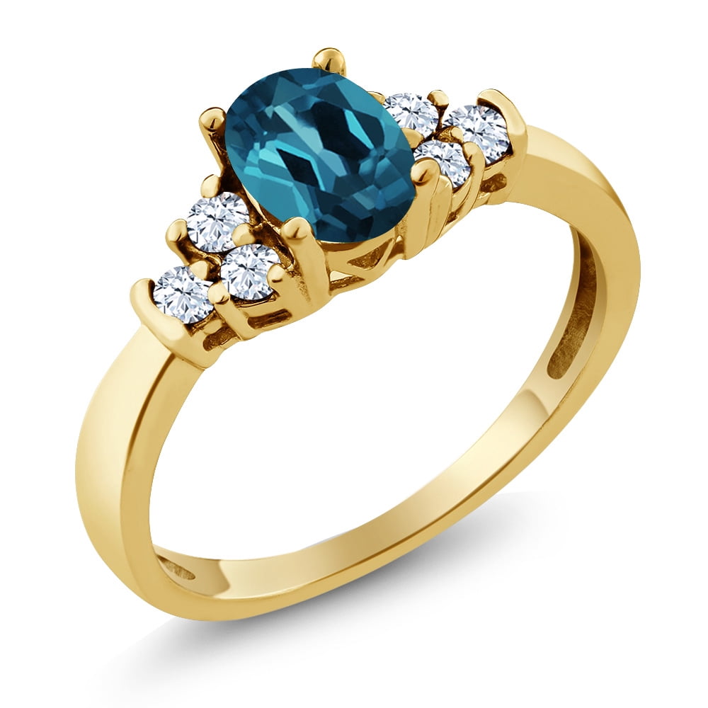 Gem Stone King 18K Yellow Gold Plated Silver London Blue Topaz and ...