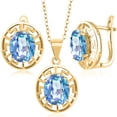 Gem Stone King 18K Yellow Gold Plated Silver Millennium Blue Mystic ...