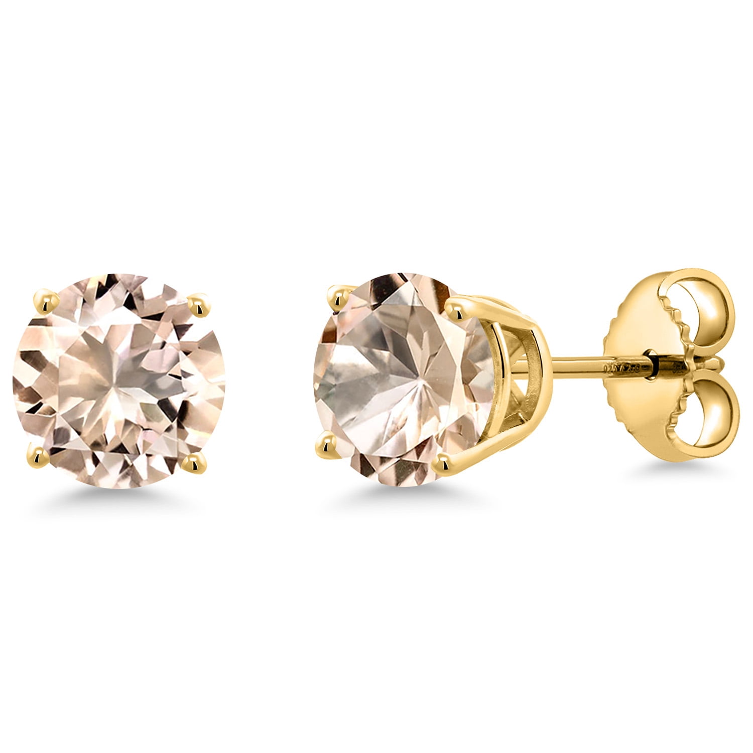 Gem Stone King 18K Yellow Gold Plated Silver Peach Morganite Stud ...