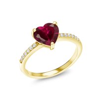 Gem Stone King 18K Rose Gold Plated Silver Red Created Ruby Ring for ...