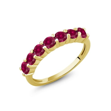 Gem Stone King 18K Rose Gold Plated Silver Red Created Ruby Ring for Women (1.87 Cttw, Oval ...