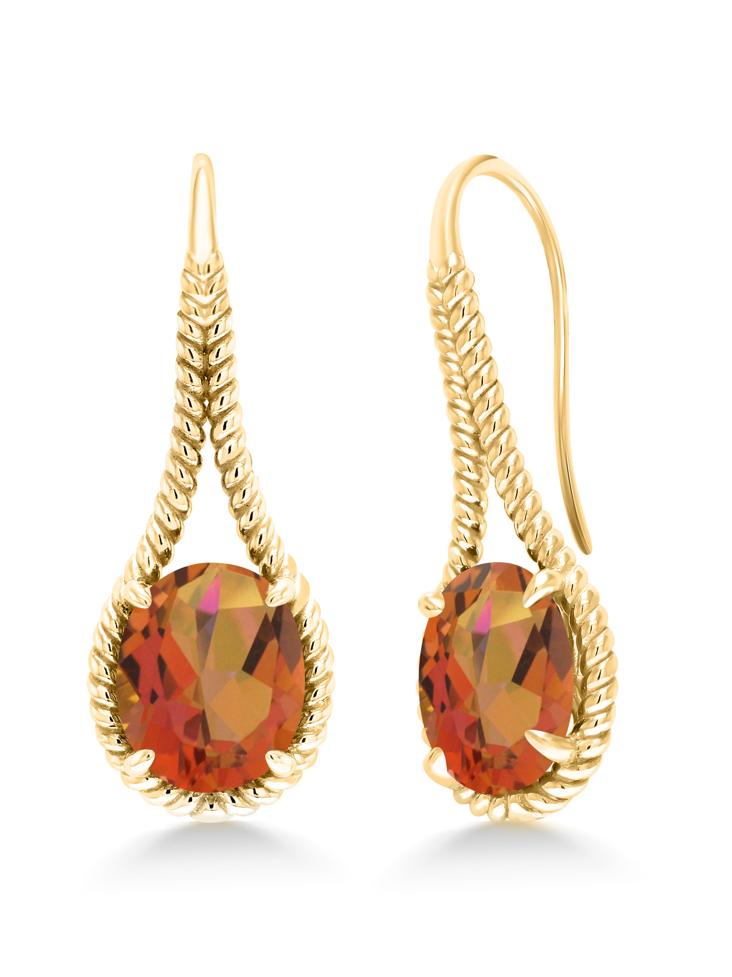 Gem Stone King 18K Yellow Gold Plated Silver Twilight Orange Mystic ...