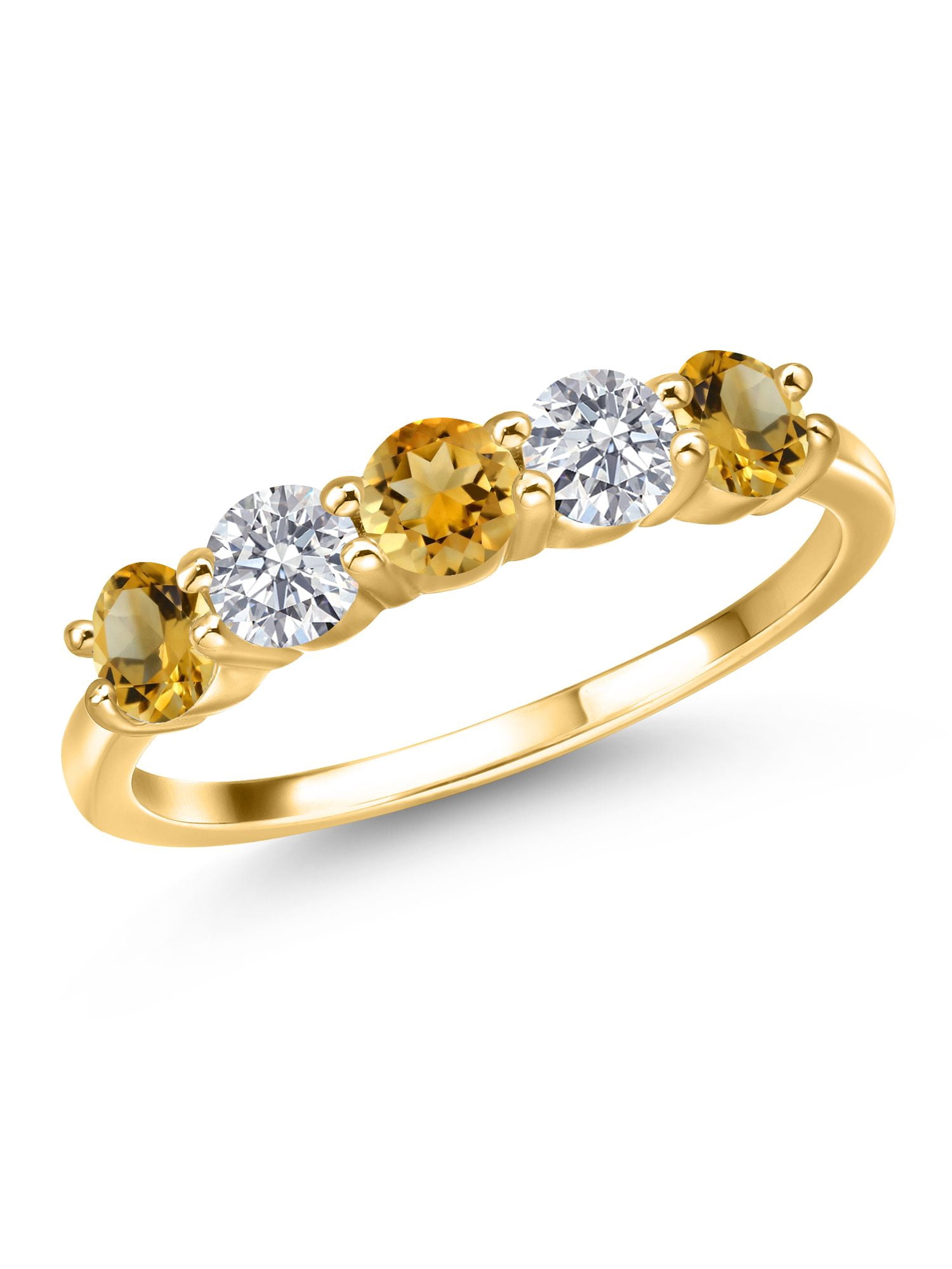 Gem Stone King 18K Yellow Gold Plated Silver Yellow Citrine and E - F ...