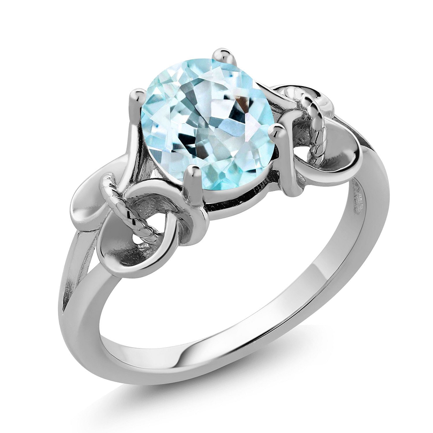Gem Stone King 2.00 Ct Oval Sky Blue Topaz 925 Sterling Silver Ring ...