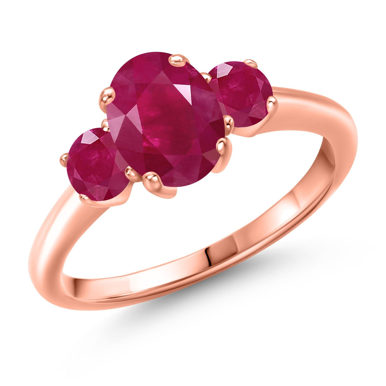 Gem Stone King 2.30 Ct Oval Red Ruby 18K Rose Gold Plated Silver Ring ...