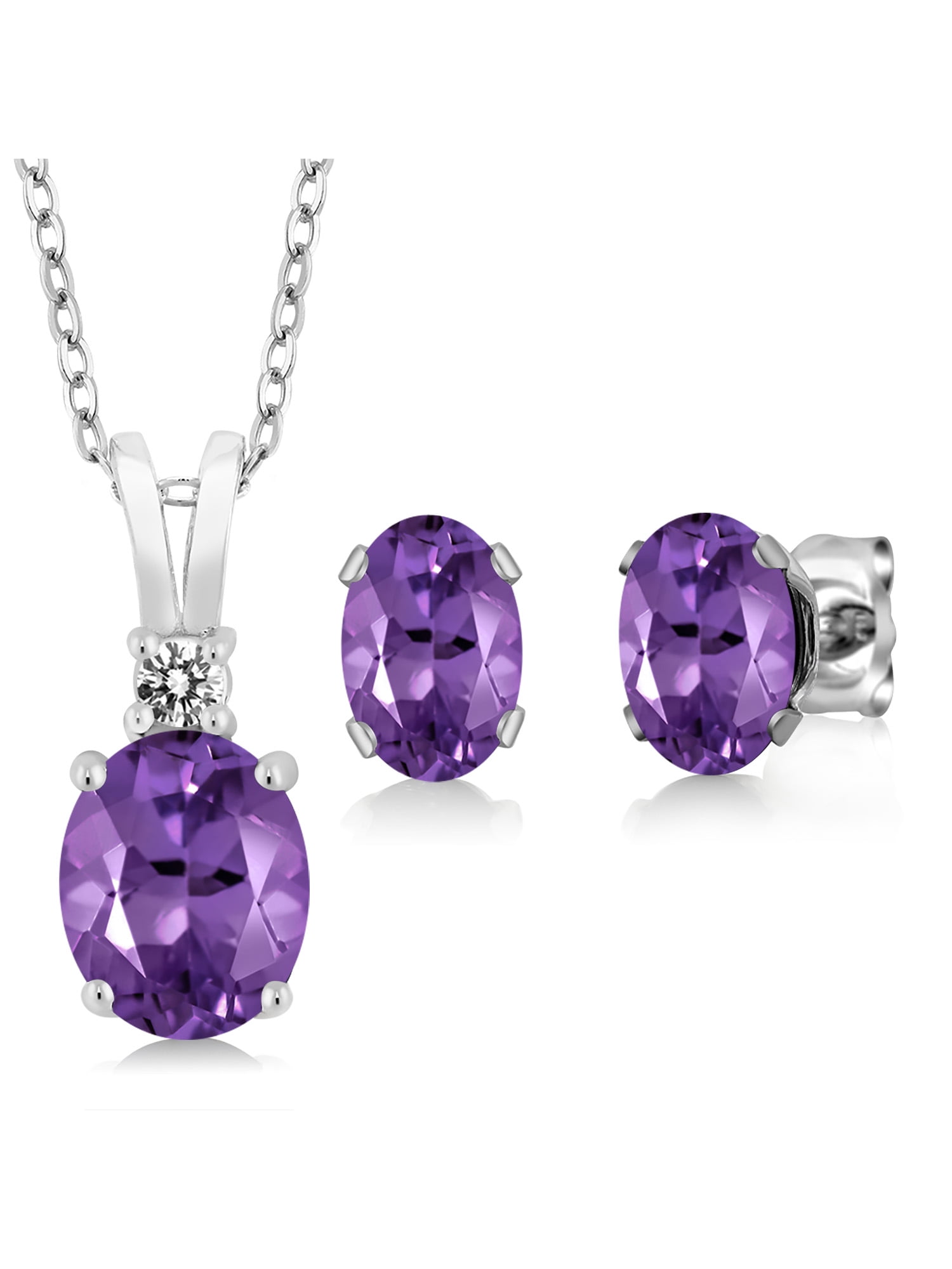Gem Stone King 2.72 Ct Oval Purple Amethyst 925 Sterling Silver Pendant ...