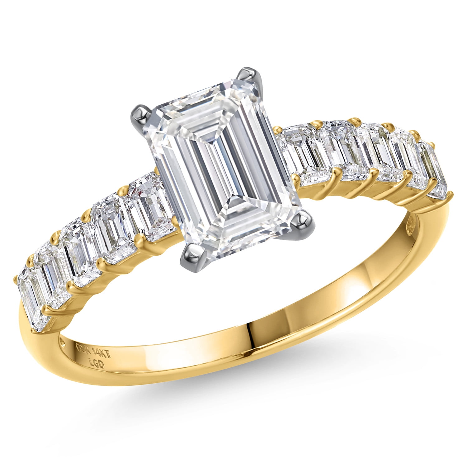 Gem Stone King 2.90 Cttw IGI Certified Lab Grown Diamond in 14K Two ...