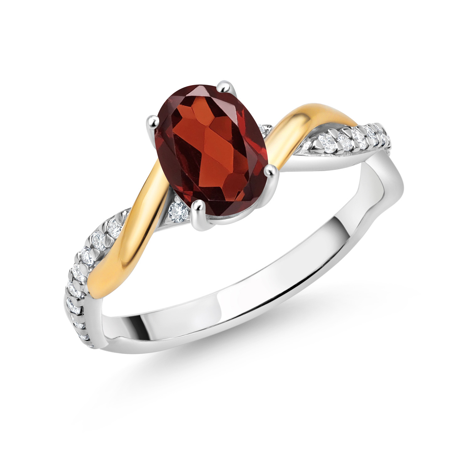 Gem Stone King 2 Tone 10K Yellow Gold and 925 Sterling Silver Red ...