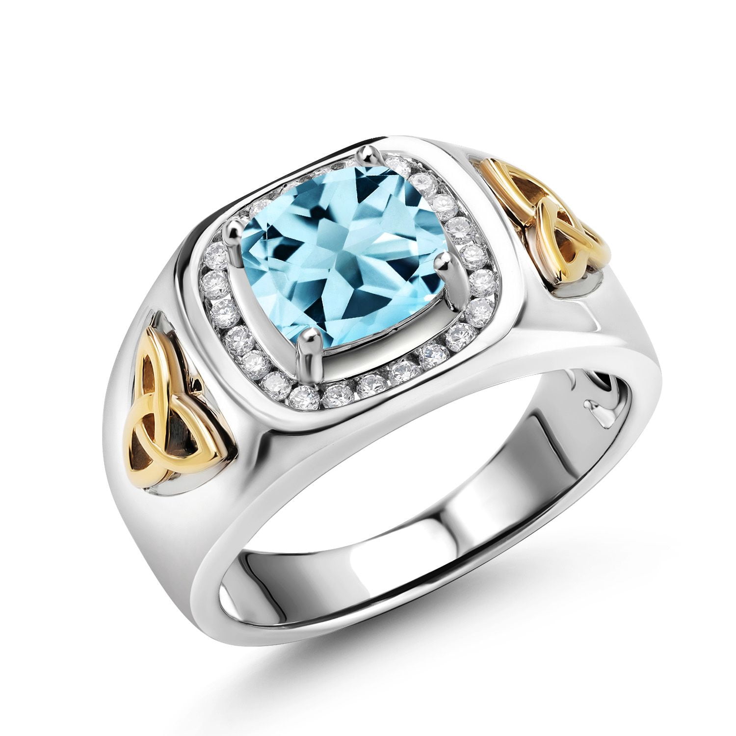 Gem Stone King 3.06 Ct Sky Blue Topaz Lab Grown Diamond 925 Silver and ...