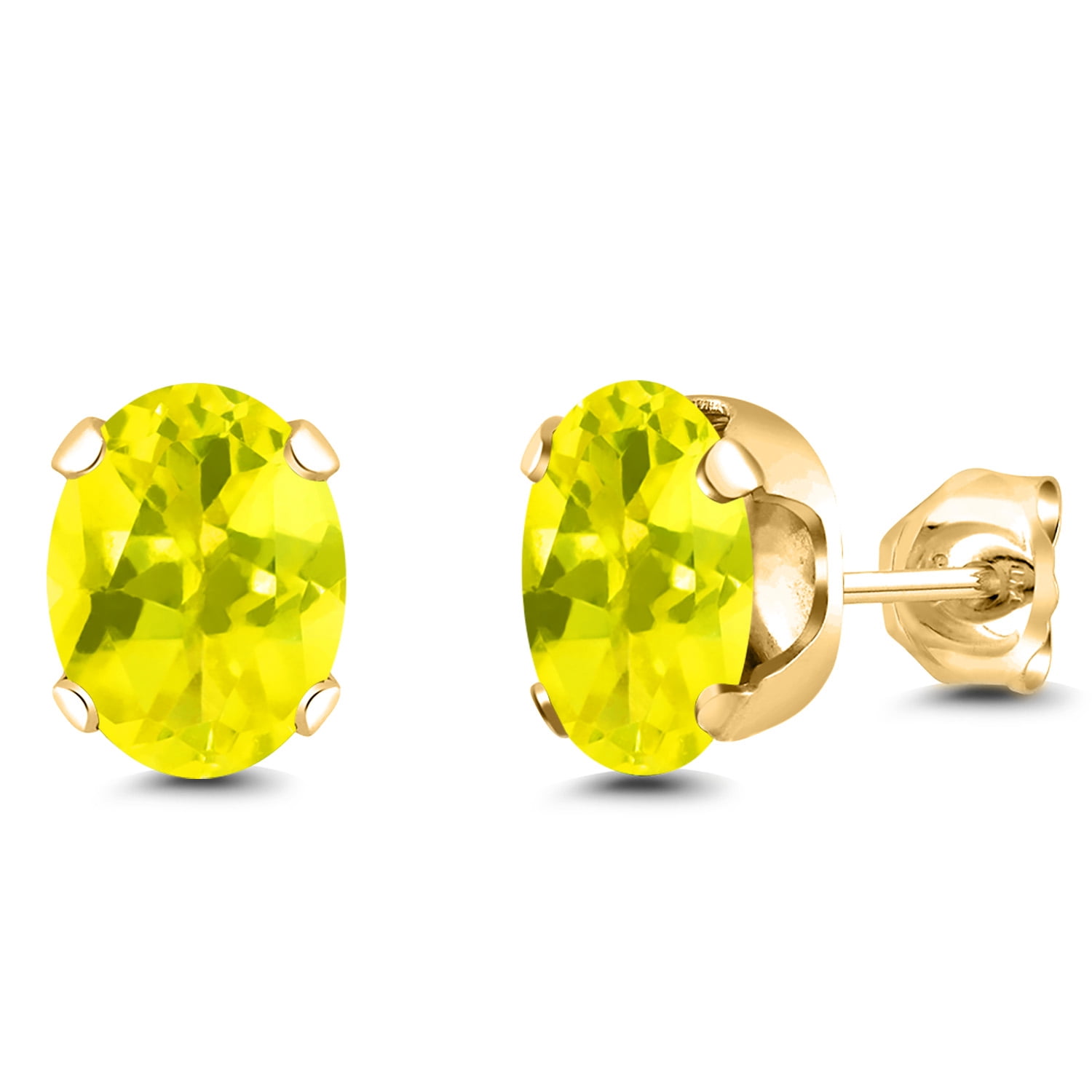 Gem Stone King 18K Yellow Gold Plated Silver Canary Mystic Topaz Stud ...