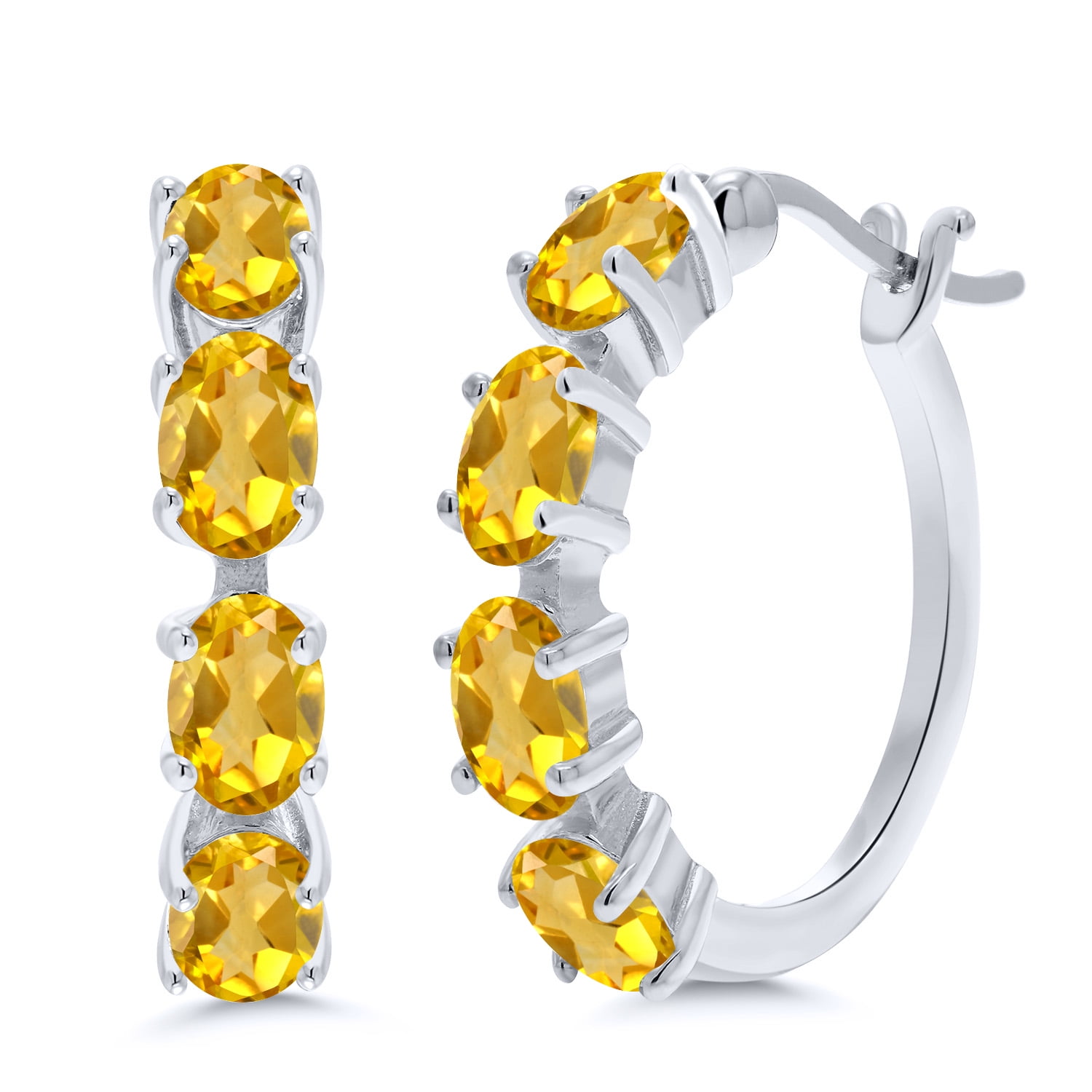 Gem Stone King 3.20 Ct Oval Yellow Citrine 925 Sterling Silver Earrings - Walmart.com