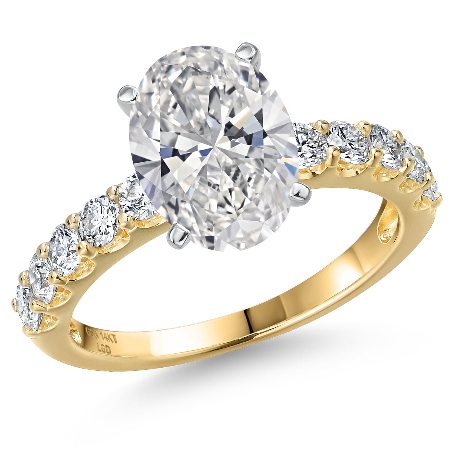 Gem Stone King 3.20 Cttw IGI Certified Lab Grown Diamond in 14K Two ...