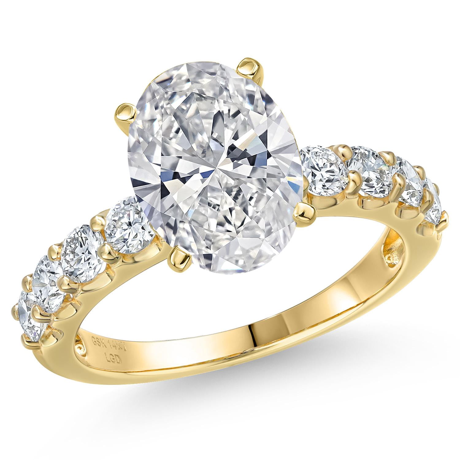 Gem Stone King 3.38 Cttw IGI Certified Lab Grown Diamond in 14K Yellow ...