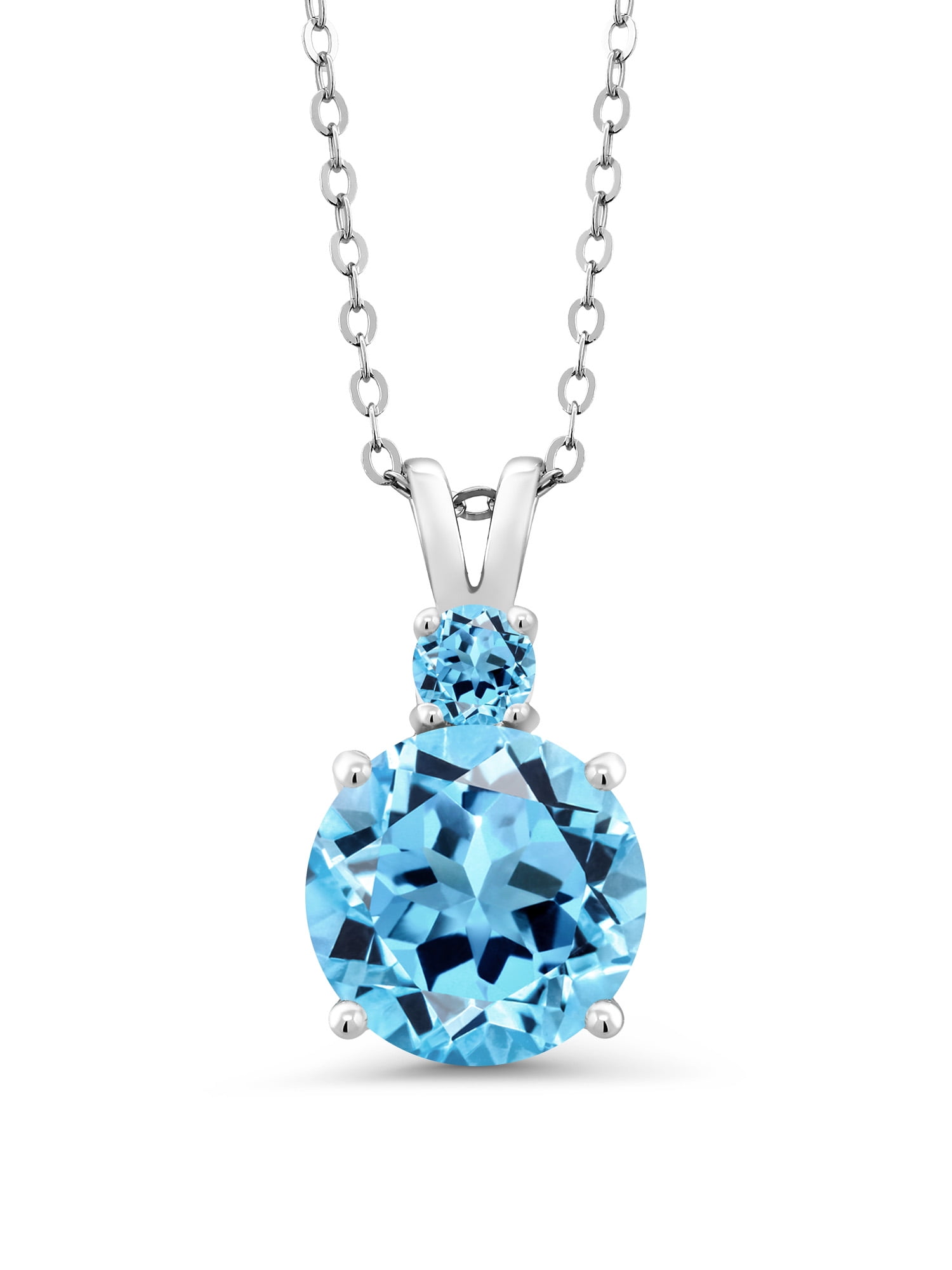 Gem Stone King 925 Sterling Silver Swiss Blue Topaz Pendant Necklace ...
