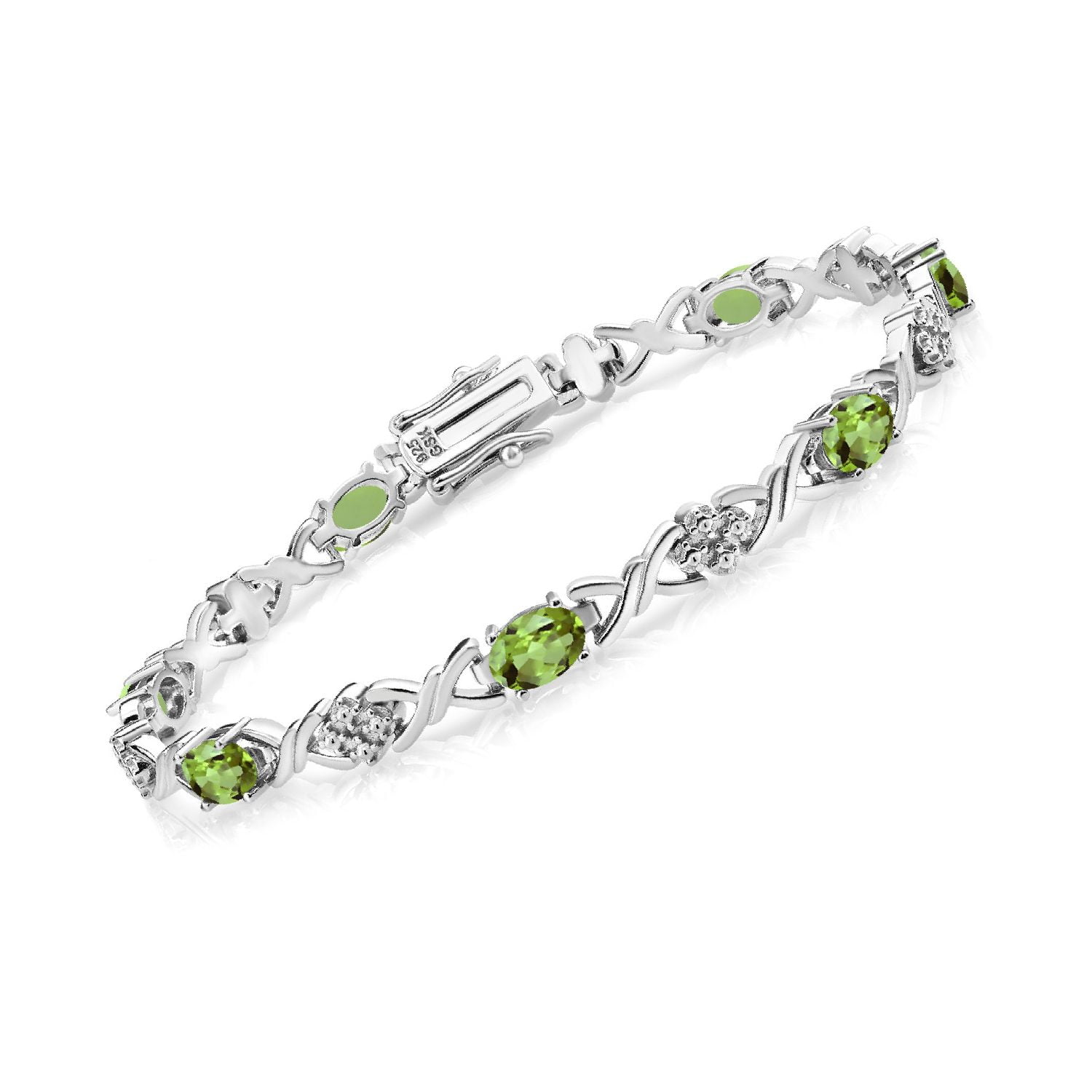 Gem Stone King 925 Silver Green Peridot 7 inch Bracelet for Women ...