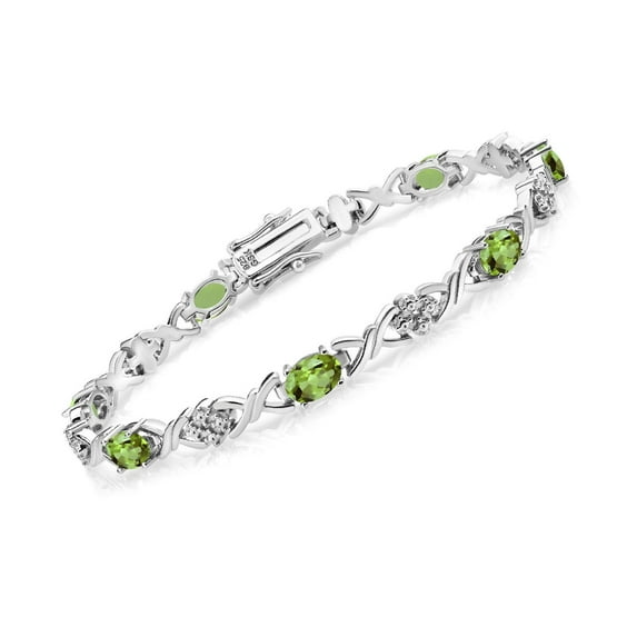 Gem Stone King 925 Silver Green Peridot 7 inch Bracelet for Women ...