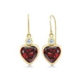 Gem Stone King 14K Yellow Gold Red Garnet and White Topaz Earrings for ...
