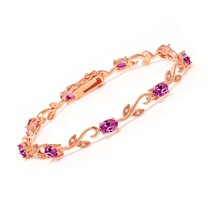 Gem Stone King 18K Rose Gold Plated Silver Oval Red Garnet Tennis ...