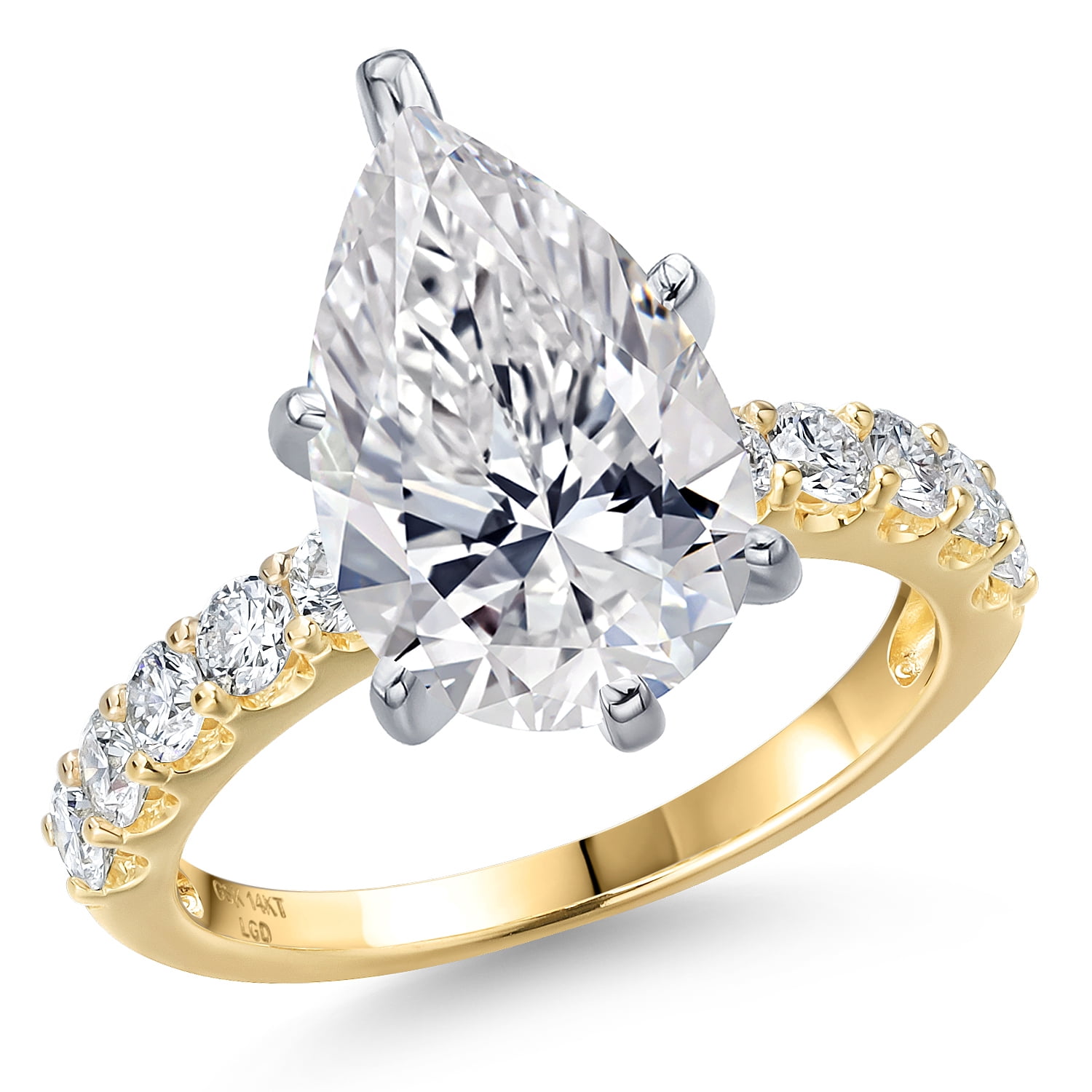 Gem Stone King 5.70 Cttw IGI Certified Lab Grown Diamond in 14K Two ...