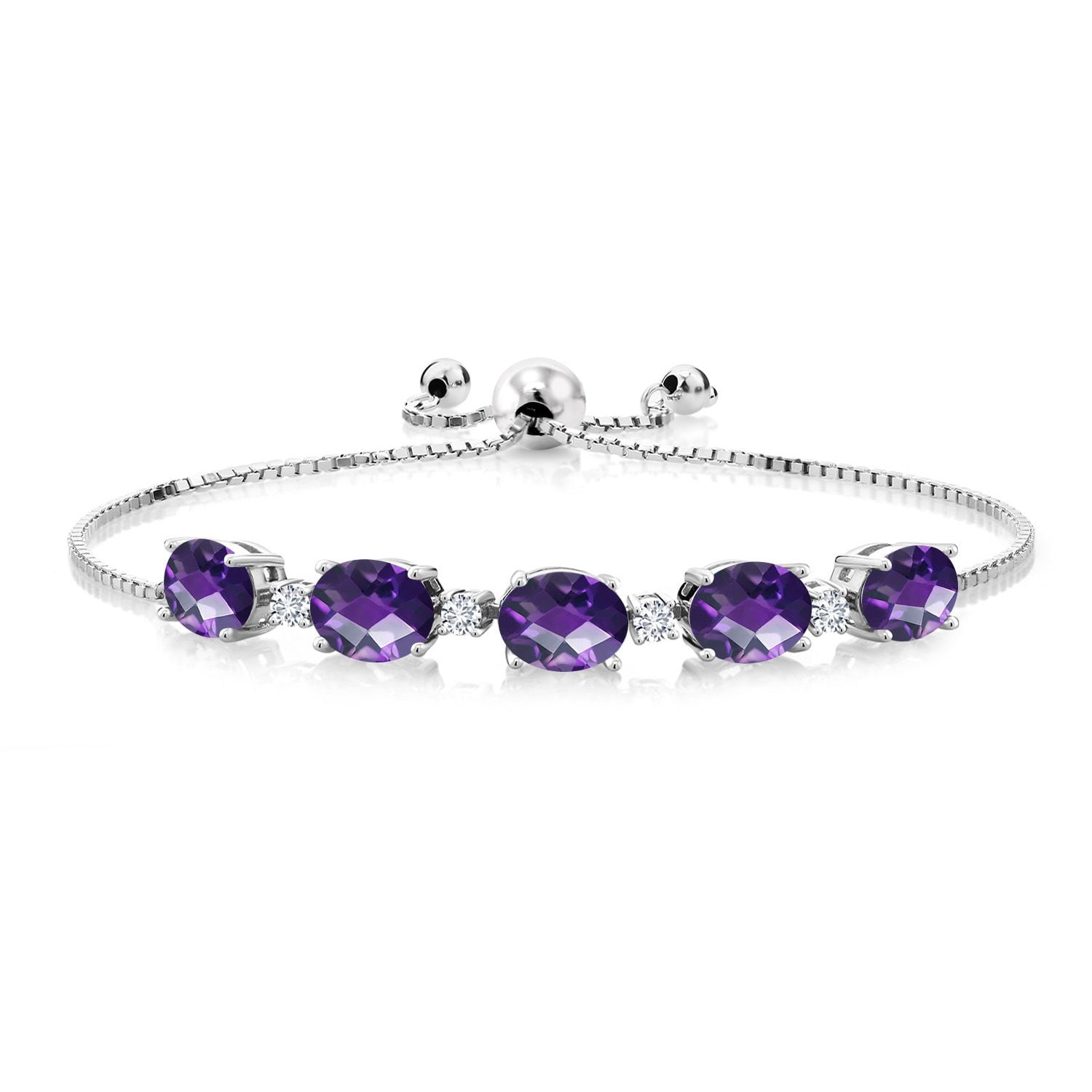 Gem Stone King 6.26 Ct Oval Checkerboard Purple Amethyst E-F Lab Grown ...