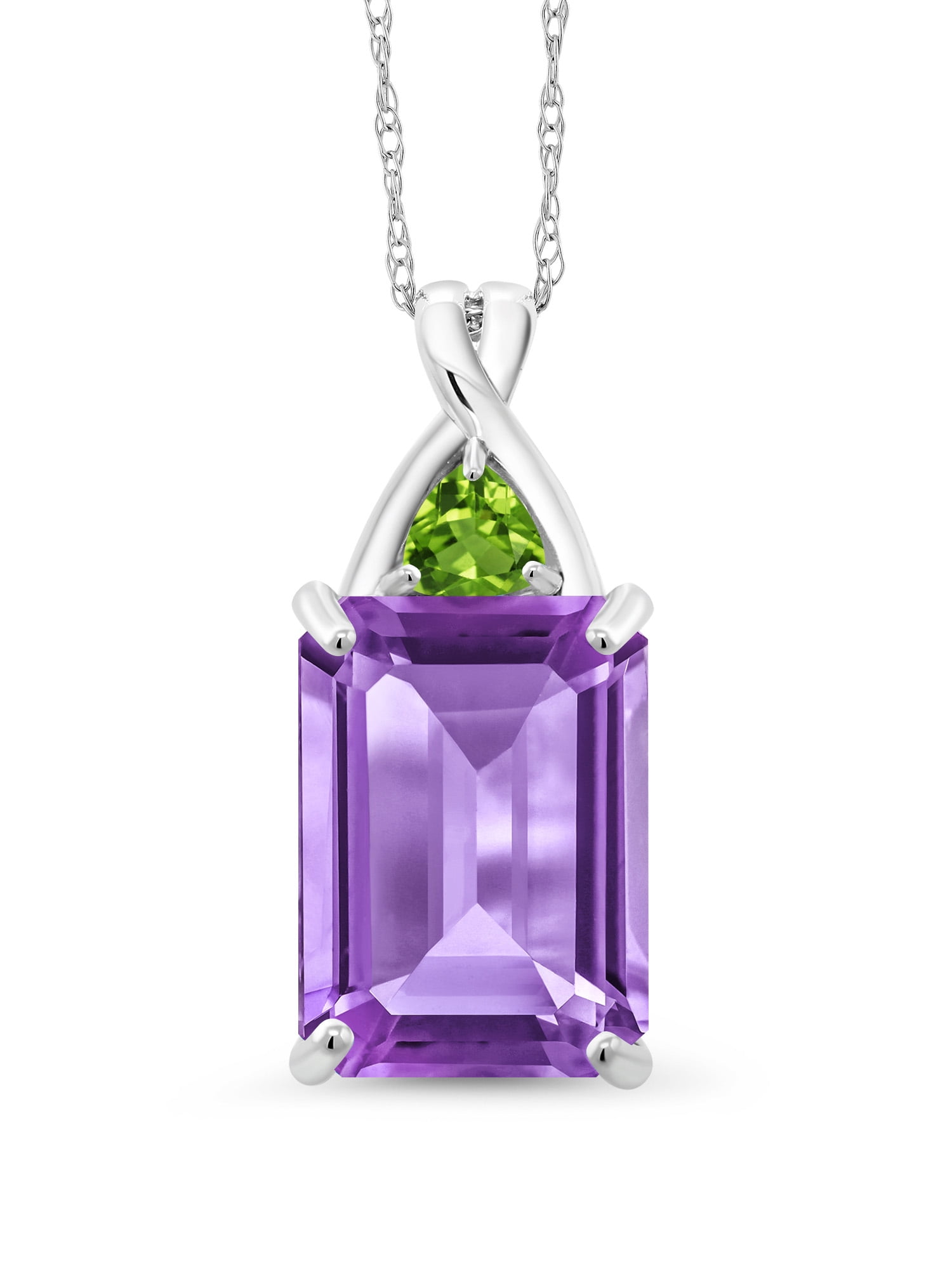 Gem Stone King 7.26 Ct Emerald Cut Purple Amethyst Green Peridot 10K ...