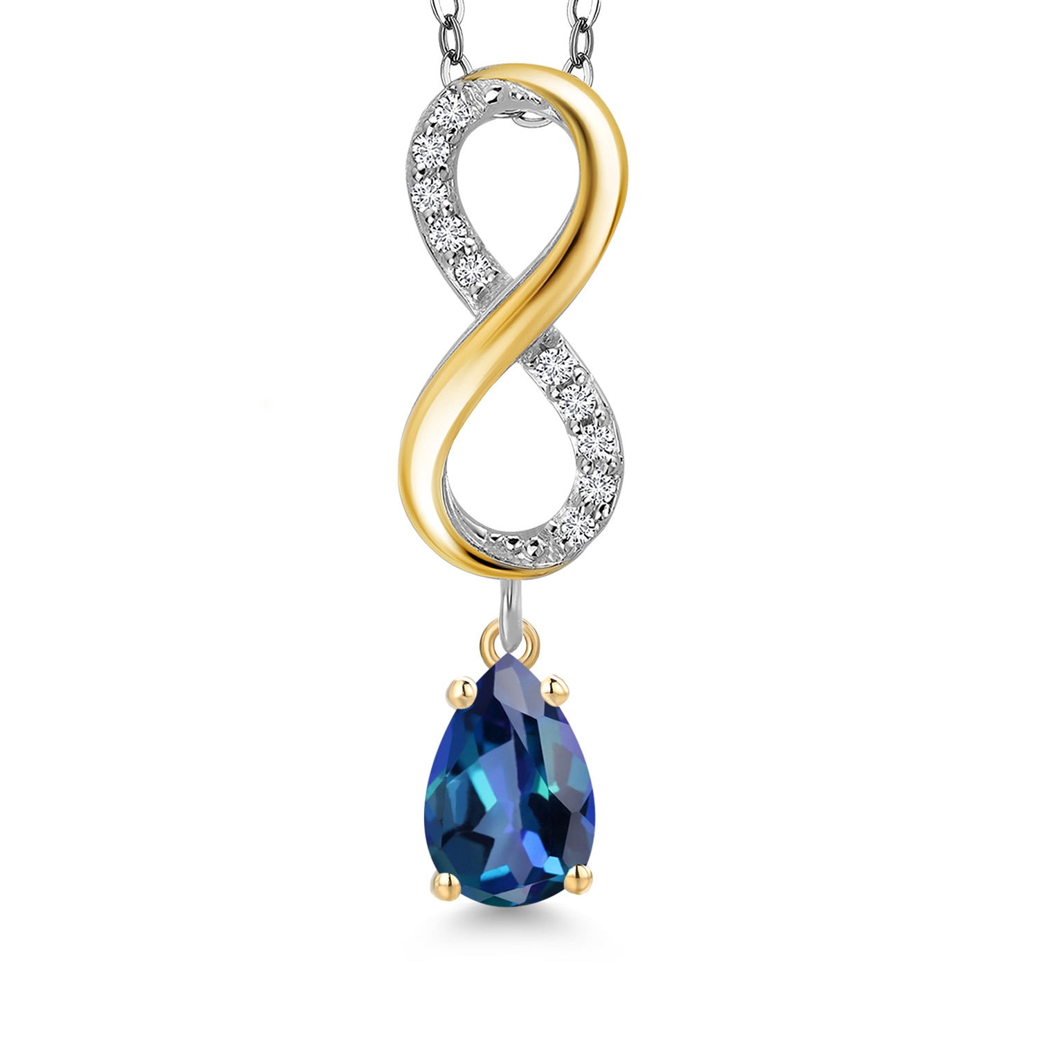 Gem Stone King 925 Silver and 10K Yellow Gold Neptune Mystic Topaz and ...