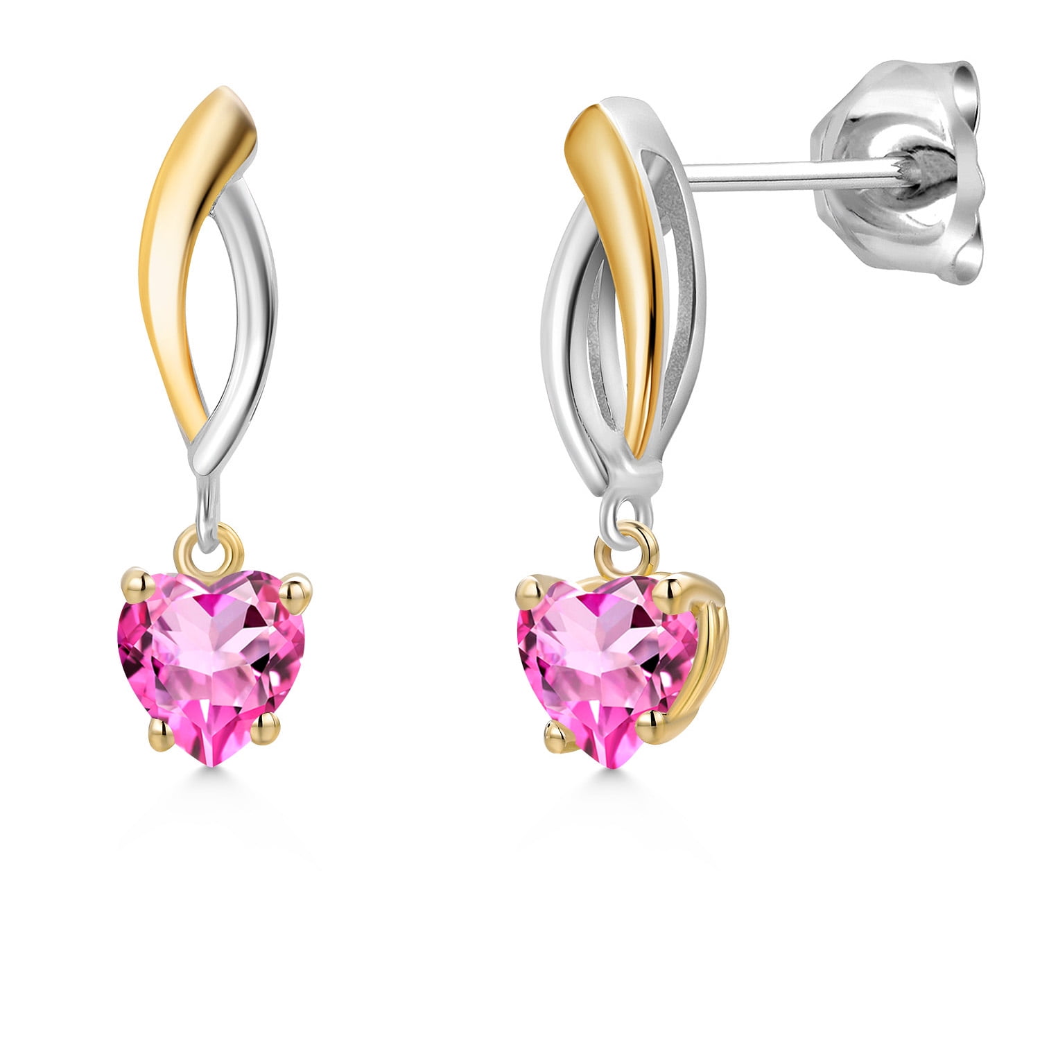 Gem Stone King 925 Silver and 10K Yellow Gold Pink Mystic Topaz Dangle ...