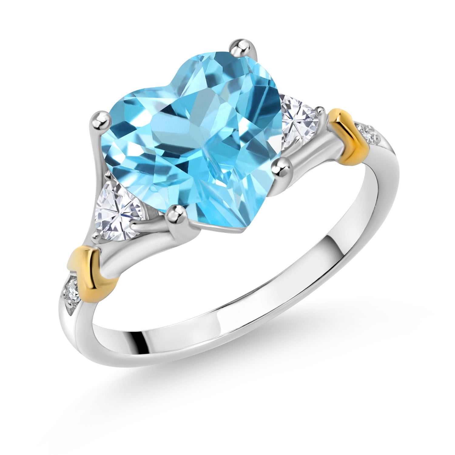 Gem Stone King 925 Silver and 10K Yellow Gold Swiss Blue Topaz and ...
