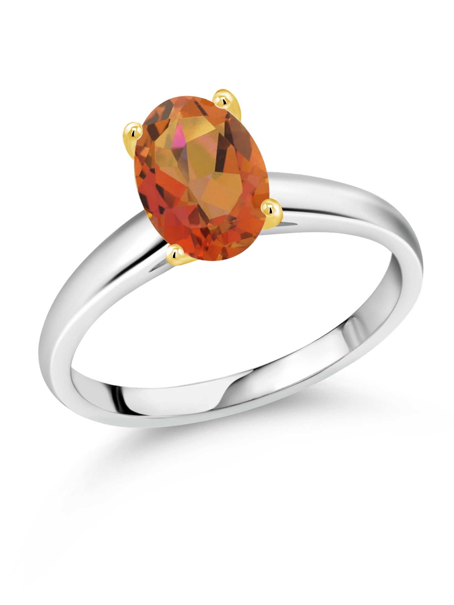 Gem Stone King 925 Silver and 10K Yellow Gold Twilight Orange Mystic ...