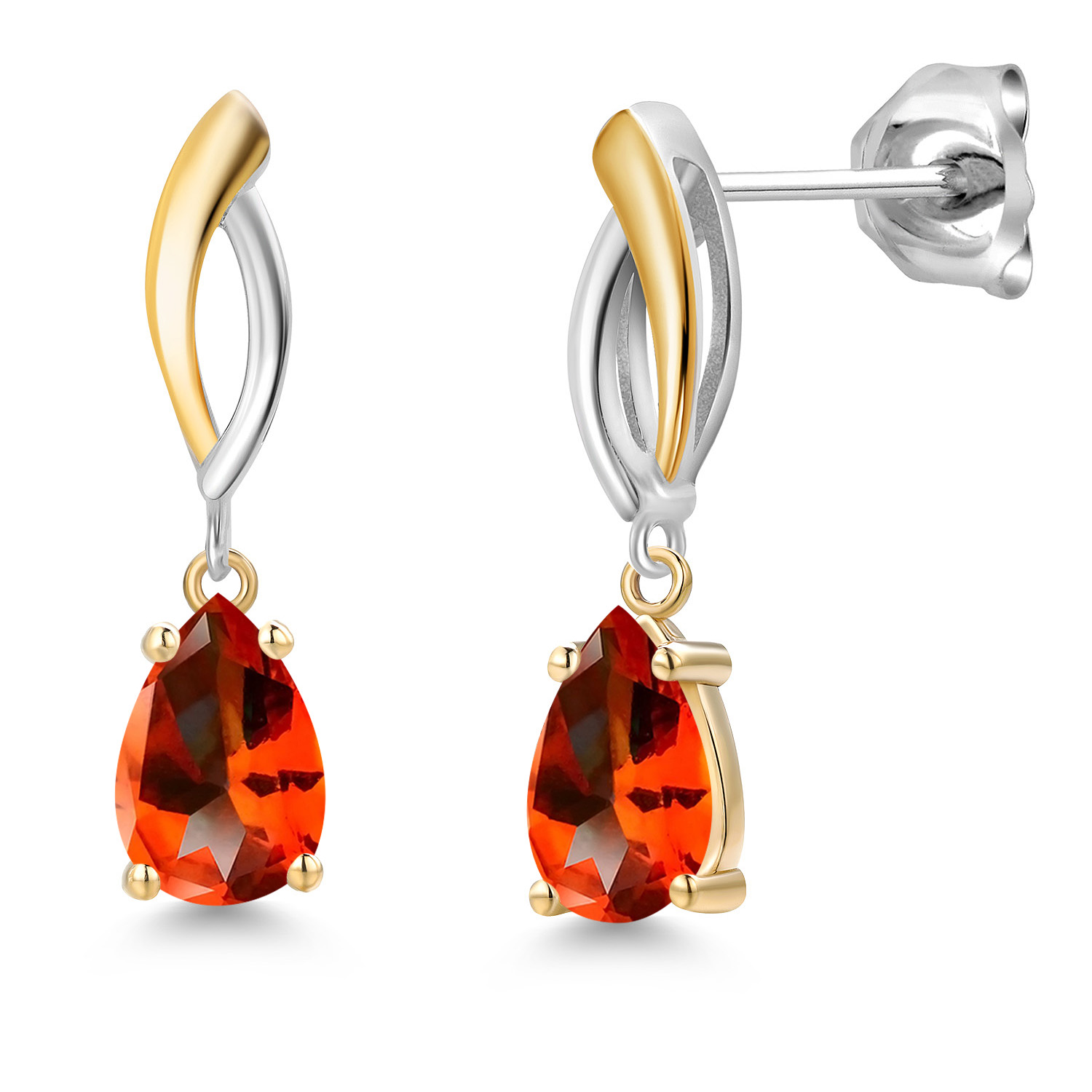 Gem Stone King 925 Silver and 10K Yellow Gold Poppy Topaz Dangle ...