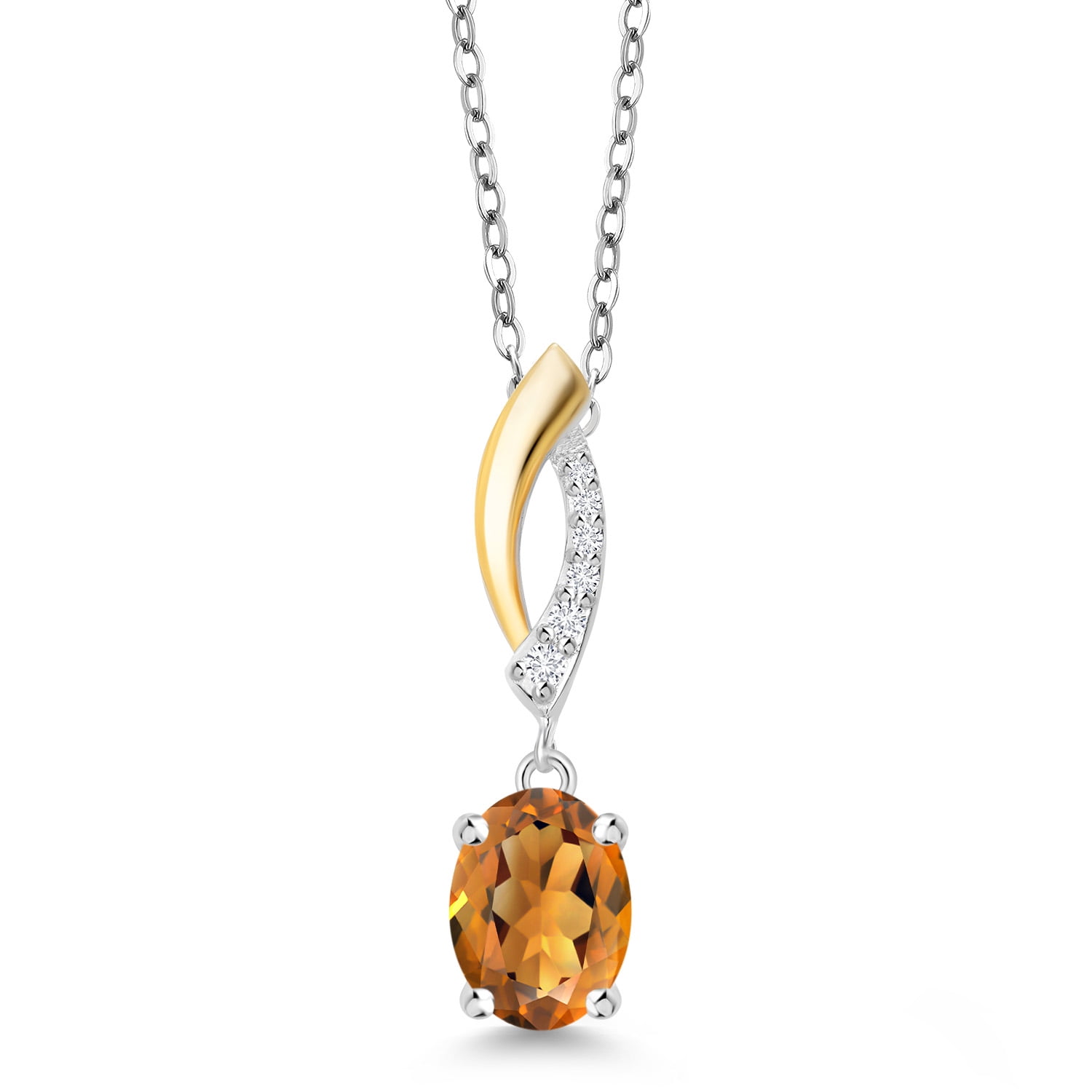 Gem Stone King 925 Sterling Silver and 10K Yellow Gold Orange Red ...