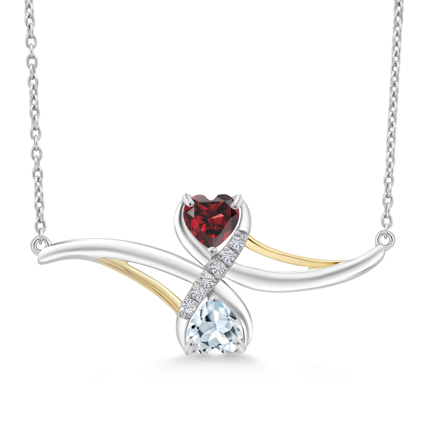Gem Stone King 925 Sterling Silver and 10K Yellow Gold Red Garnet and ...