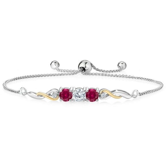 Gem Stone King 925 Silver and 10K Yellow Gold Blue Diamond Bracelet for ...