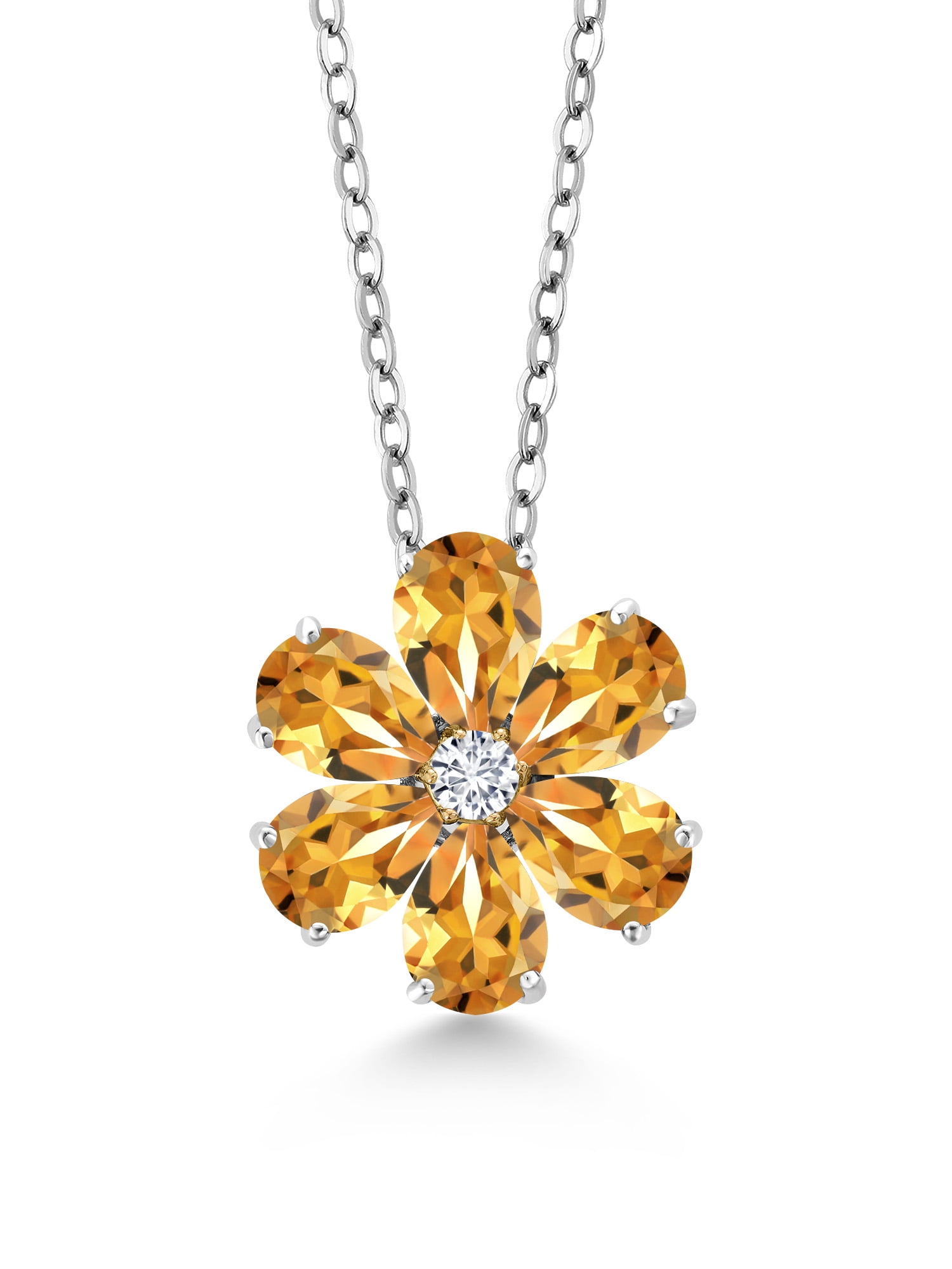Gem Stone King 925 Sterling Silver and 10K Yellow Gold Yellow Citrine ...